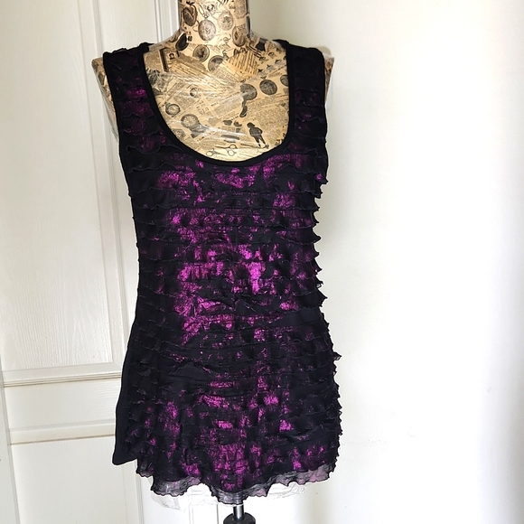 Tops | Purple And Black Flapper Girlfringe Type Top | Poshmark